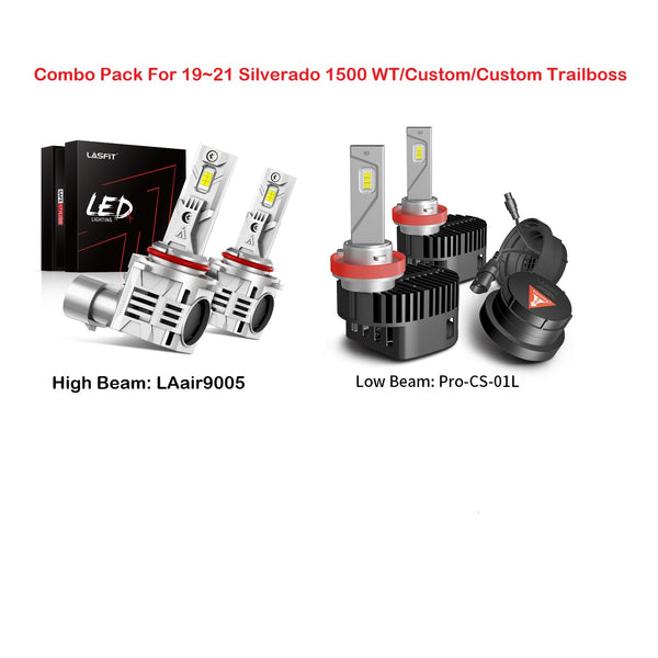 Chevrolet Silverado 1500 2019-2024 Custom H11 LED Bulbs with Dust Cove