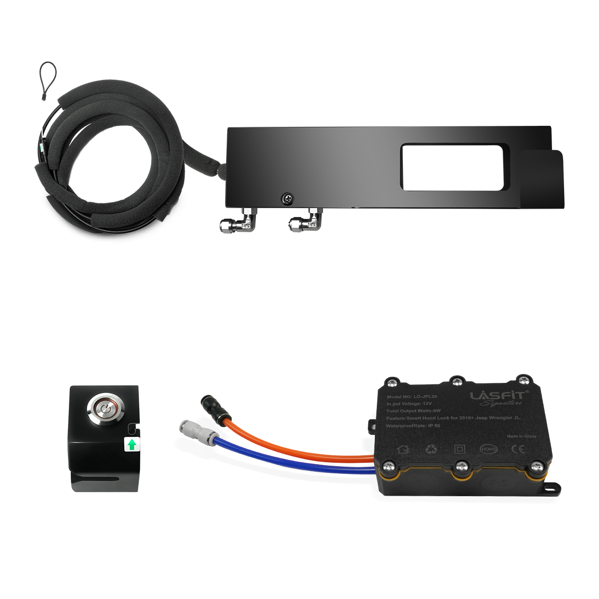 Lasfit Stealth Anti-Theft Automatic Hood Lock System for 18-23 Jeep Wr ...