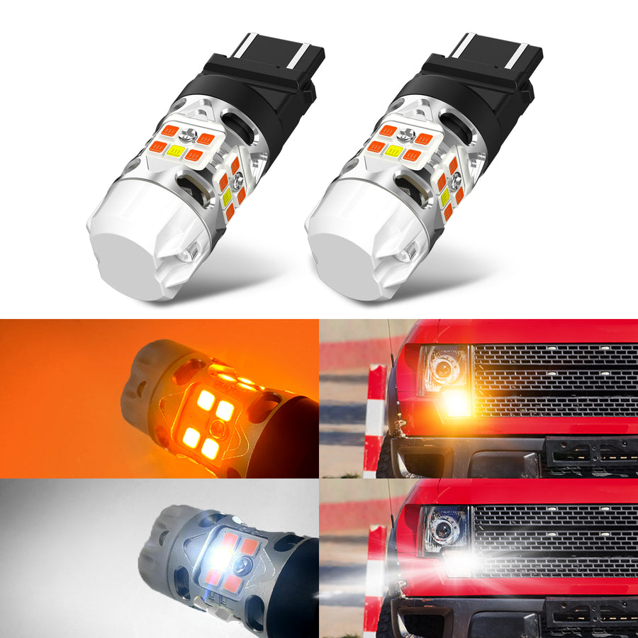 3157 4157 LED Front Turn Signal Bulbs CanBus-Ready Switchback | T3 Ser ...