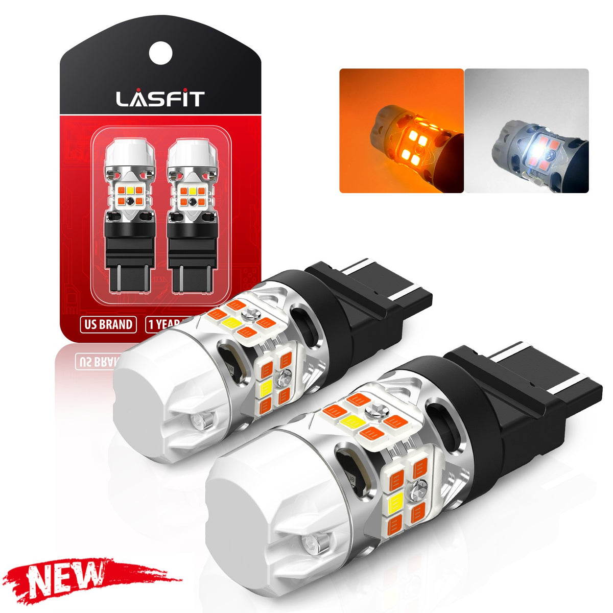 4257 LED Turn Signal Bulbs CanBus-Ready Switchback | T3 Series – Lasfit®