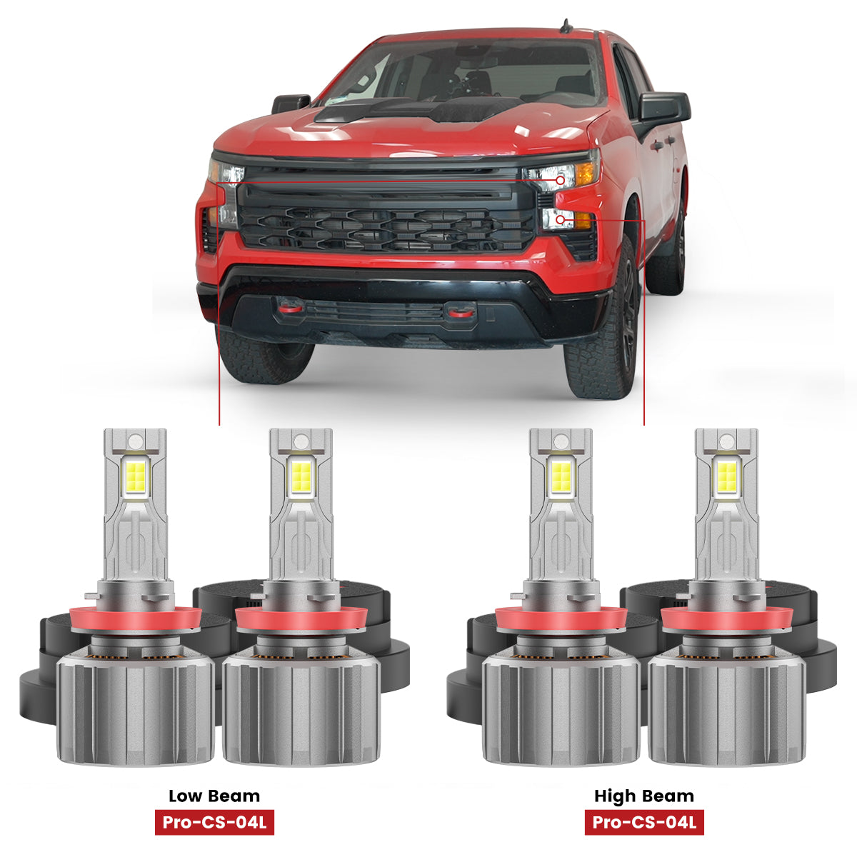 Custom H11 LED Bulbs for 2019-2025 Chevy Silverado 1500 | Lasfit Pro-DC ...