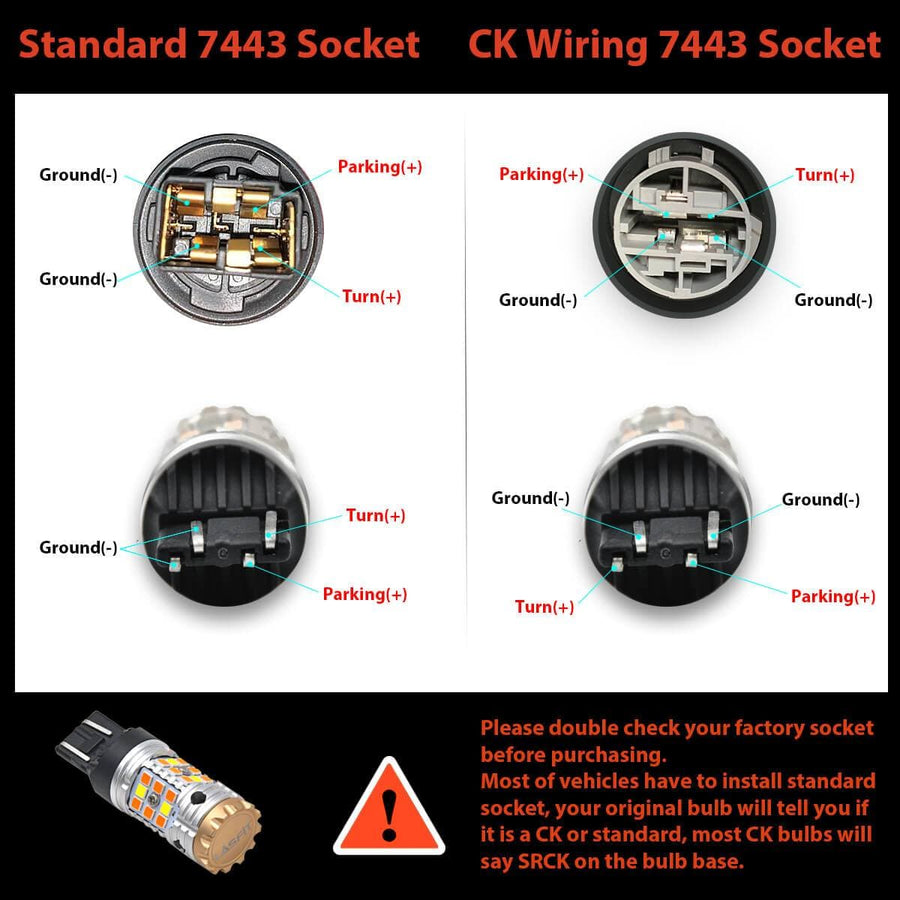 7443 7444 CANBUS Error Free Dual Color Switchback LED Turn Signal Light ...