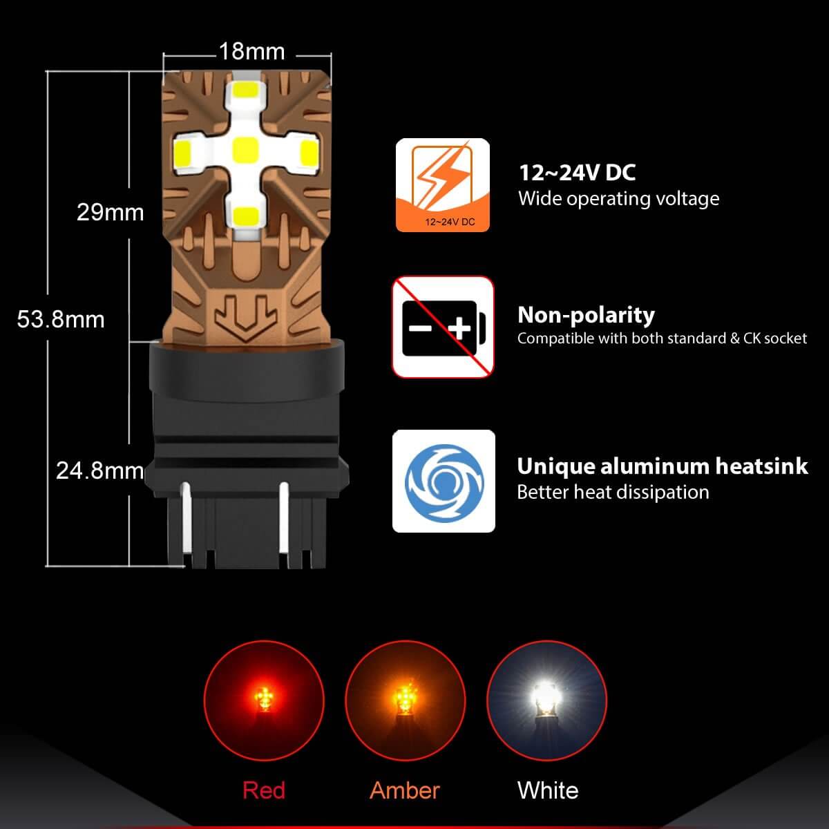 3157 3156 3057 4157 LED Reverse Backup Parking Light Bulb | White