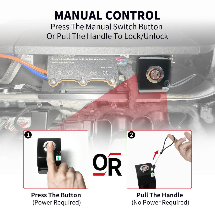 Lasfit Stealth Anti-Theft Automatic Hood Lock System for 18-23 Jeep Wr ...