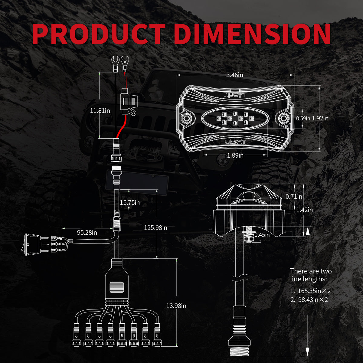Lasfit Off-Road Switchback LED Rock Lights Kit White & Amber