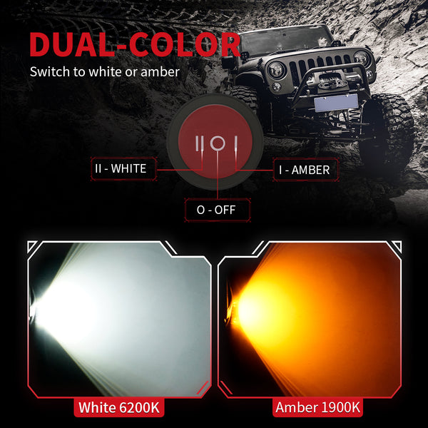 Lasfit Off-Road Switchback LED Rock Lights Kit White & Amber